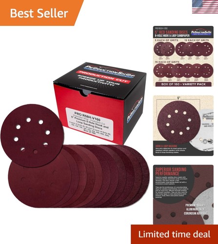 160 Pack 5 inch Sanding Discs 8-Hole Red Variety Pack Grit, Hook ,Loop ...