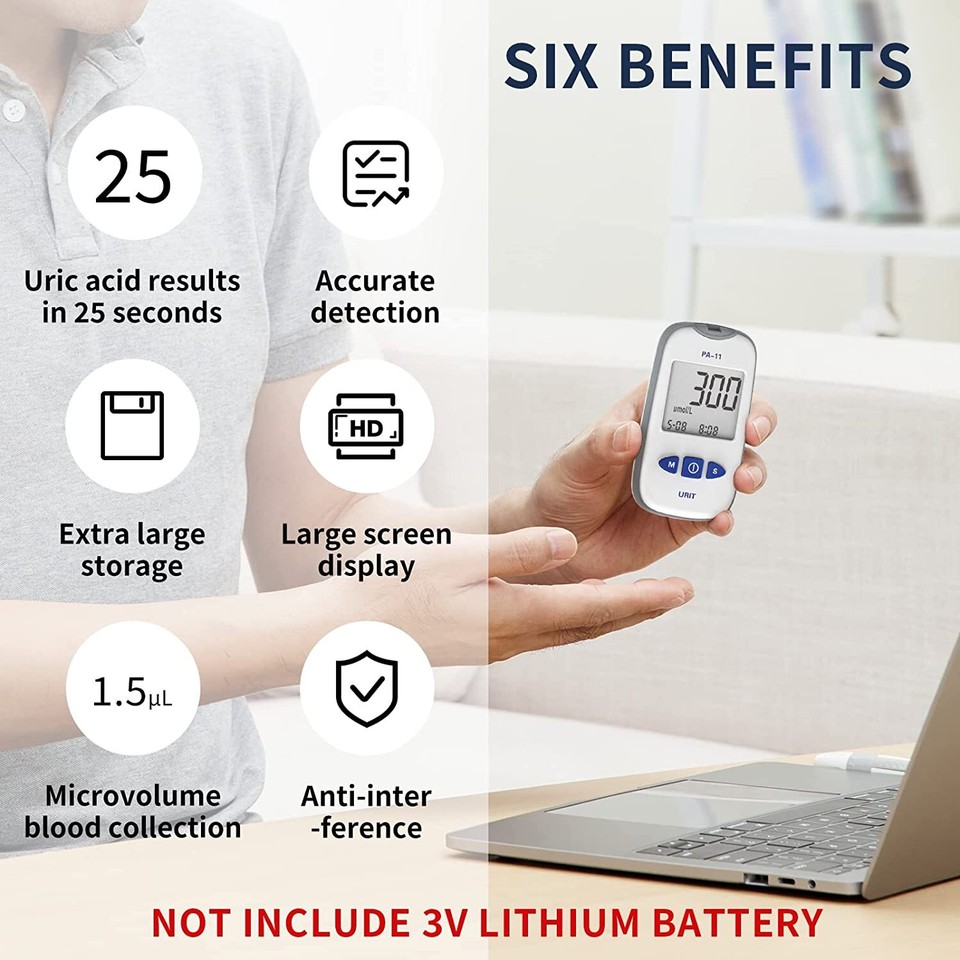 URIT Home Uric Acid Meter Test Kit，Uric Acid Test Meter + 25 Test ...