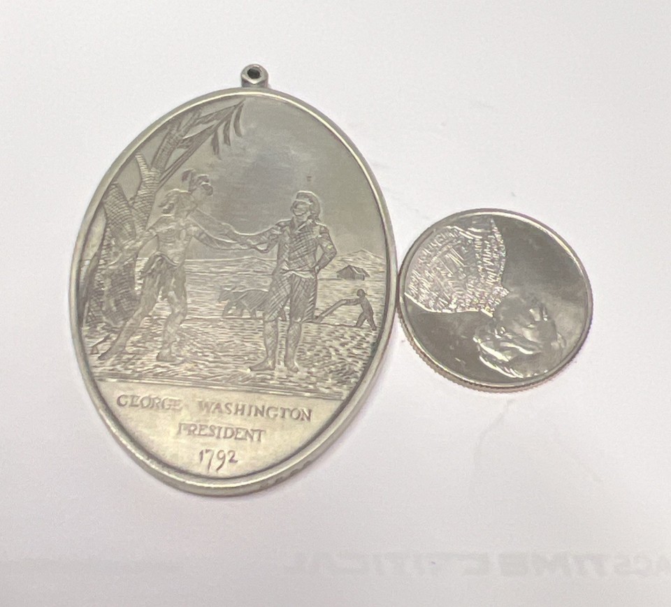 SUPER RARE 1792 GEORGE WASHINGTON PEACE METAL "AMI" STERLING SILVER 60. ...