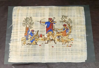 Vintage Ancient Greek Hunting Scene Painting on Papyrus Paper, Unframed ...