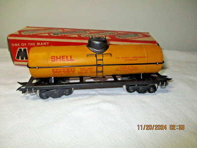 VINTAGE MARX POSTWAR TIN MARLINE 3553 SHELL TANK CAR IN ORIGINAL BOX | eBay