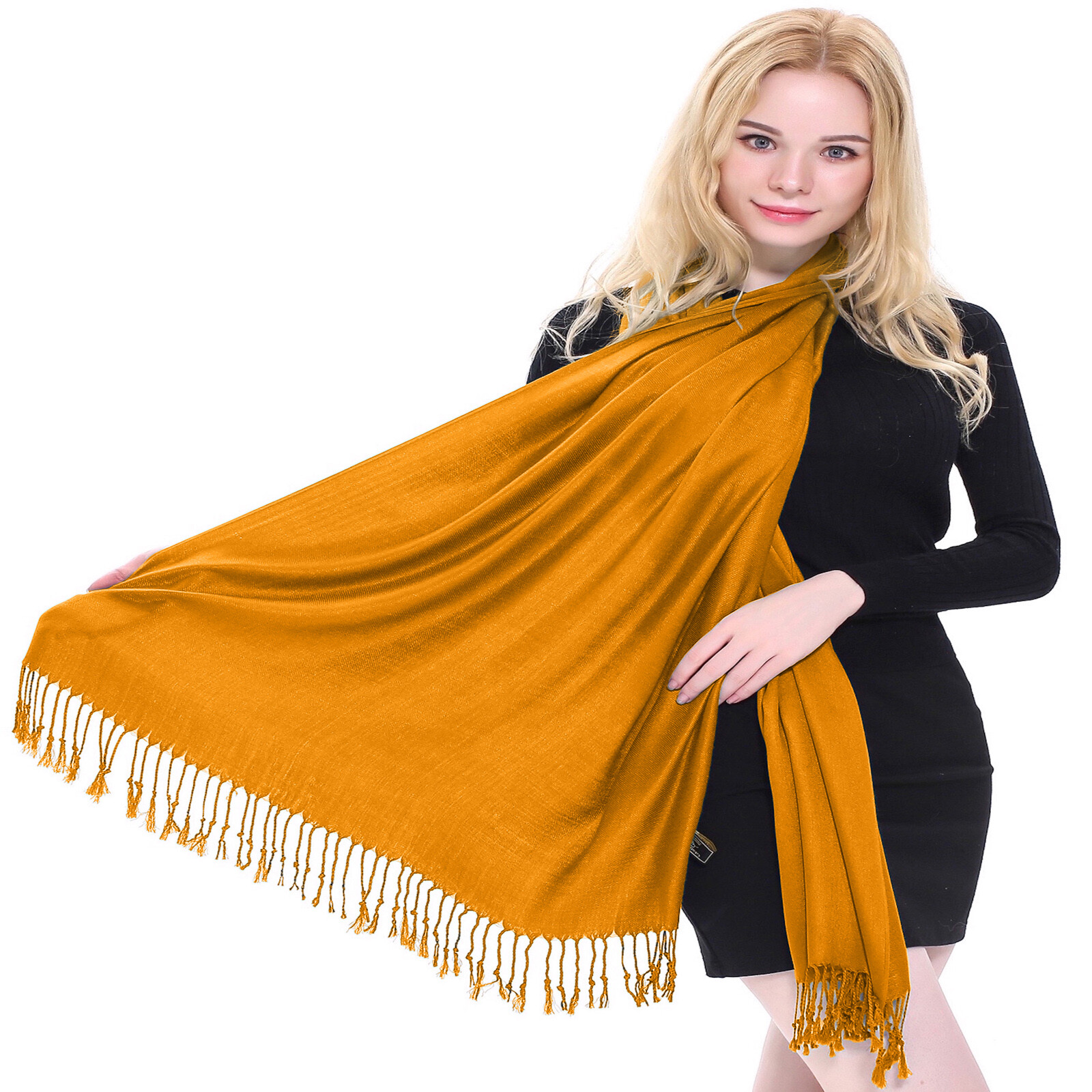 Princeton Orange Solid Color Shawl Pashmina Scarf Stole Wrap CJ Apparel ...