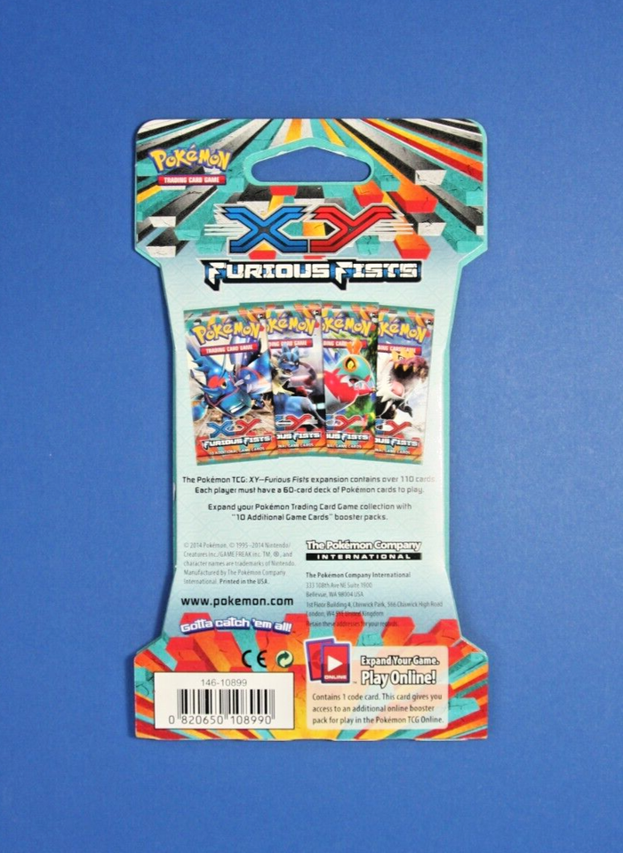Pokemon TCG XY Furious Fists Sleeved Booster Pack Factory Sealed ...