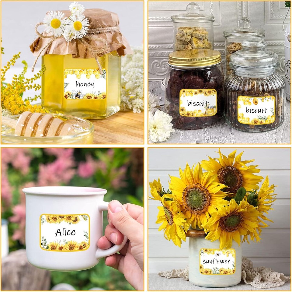 Whaline 180Pcs Sunflower Bee Name Tags Stickers Summer 8.6 x 6.3cm | eBay