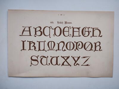 1475. BRITISH MUSEUM Ornamental Alphabet - Antique Print - 1858 | eBay