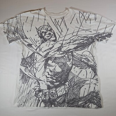 Batman Six Flags Theme Parks Full Front White Tee DC Comics Men's Extra ...