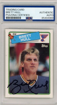 Brett Hull Signed 1988 Topps St. Louis Blues Rookie RC Hockey Card #66 ...