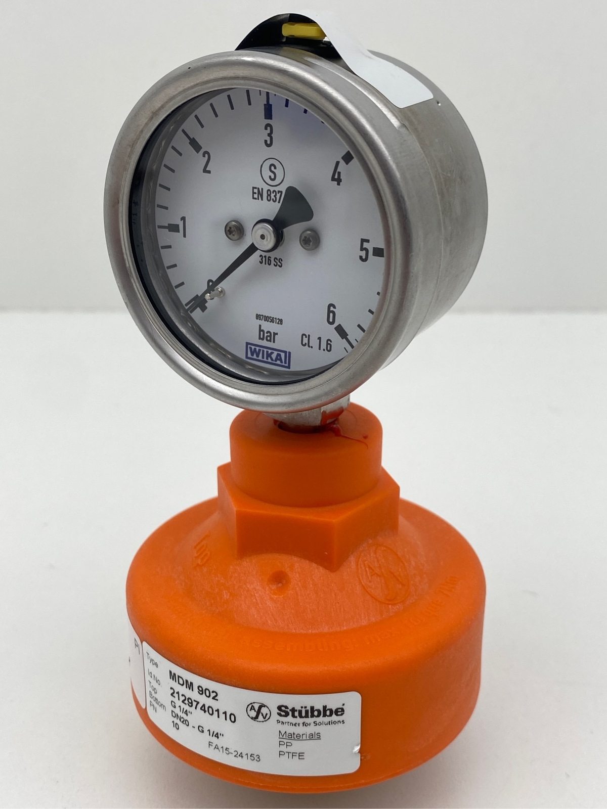 Stubbe MDM 902 212940110 Diaphragm Pressure Gauge Guard w/ Wika EN837-1 ...