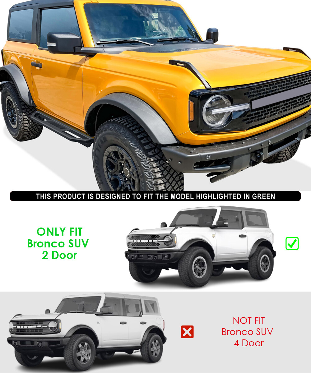 APS OFF-ROAD Square Tube 6.5" Wide Side Armor Fit 21-25 Ford Bronco SUV ...