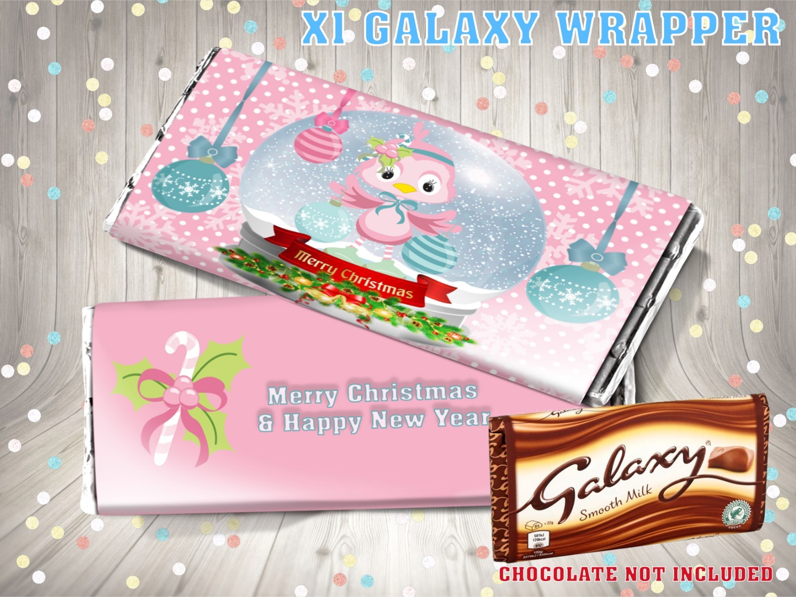 Christmas Chocolate Bar Wrapper FITS GALAXY 110G Stocking Filler ...