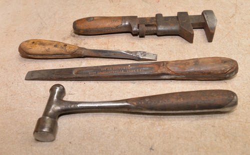 4 perfect handle tool H D Smith patent hammer & pry bar tire & wrench ...