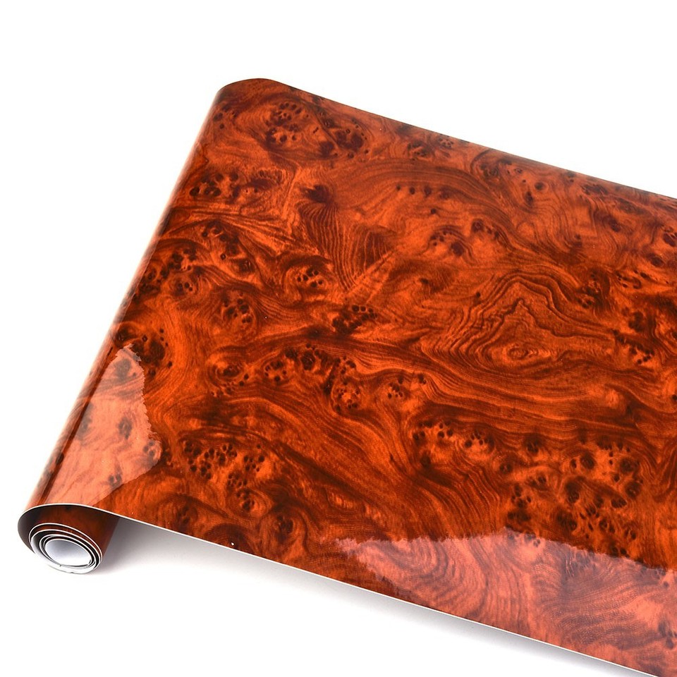 Glossy Wood Grain Textured Vinyl Self-adhesive Car Wrap Decal Sheet ...