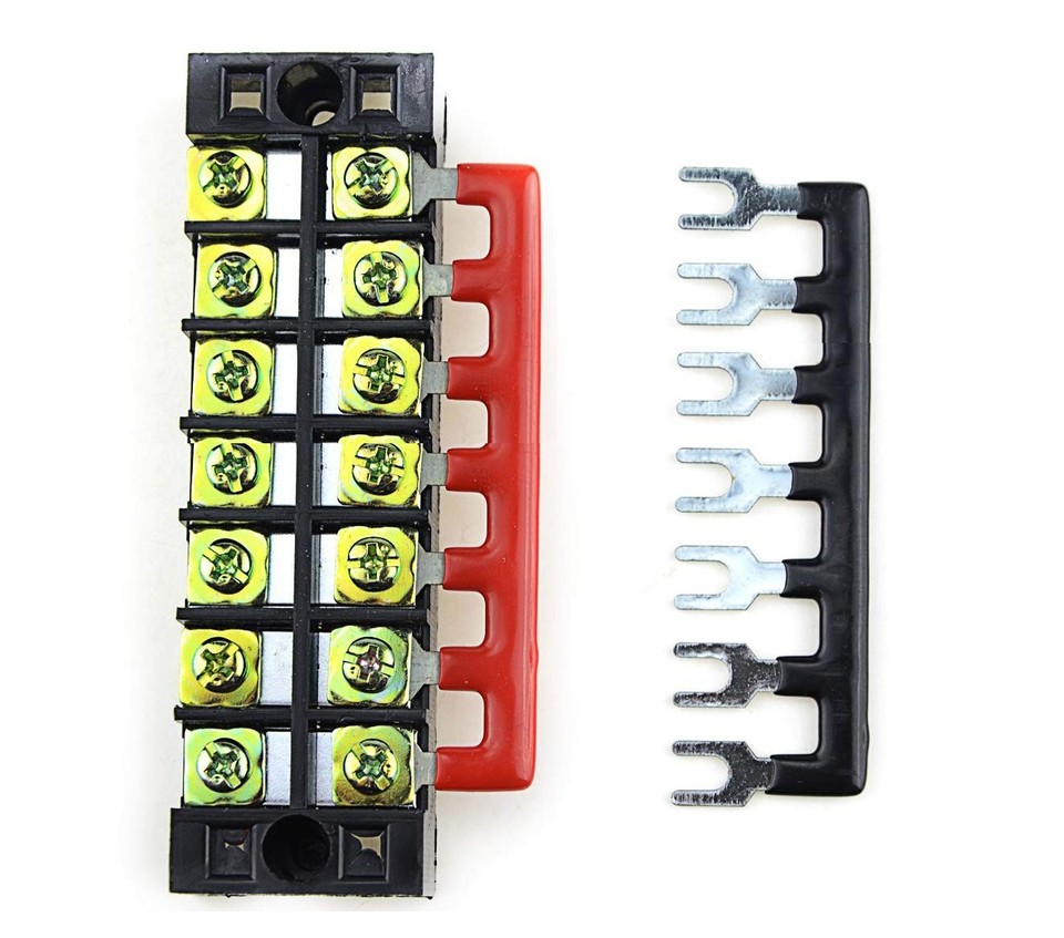 8-Postion Jumper Block Terminal Strips,400V 25A Barrier Fork Type ...