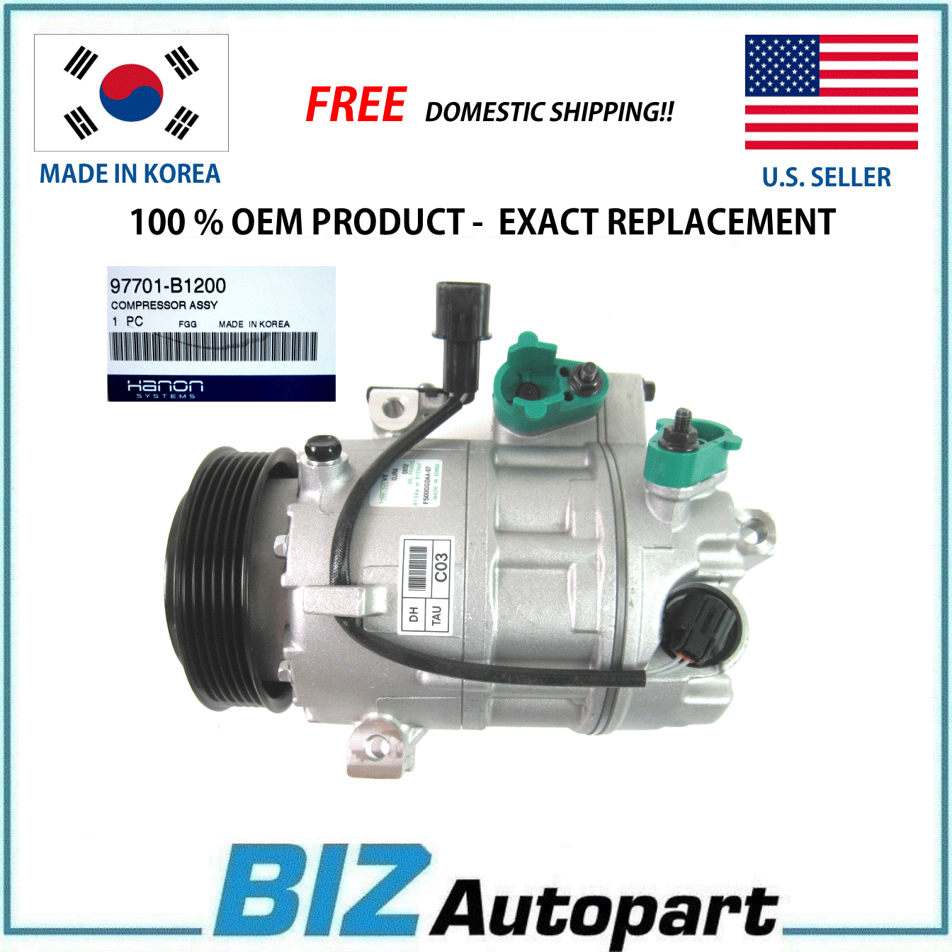 NEW OEM A/C COMPRESSOR W/CLUTCH FOR 14-17 HYUNDAI GENESIS SEDAN/ G80 ...