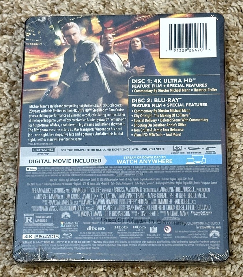 Collateral 4k Steel book (4K UHD + Blu-ray, No Digital) Mint! Ships ...