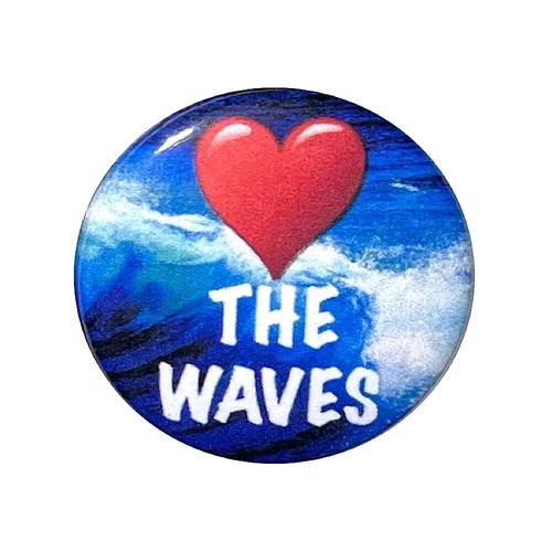Vintage 80s 90s Style Pin Button Love The Waves Ocean Beach Vacation 1 ...