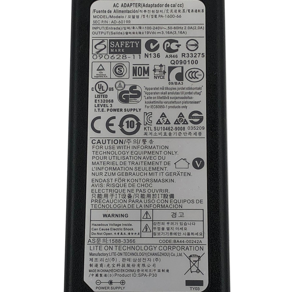 Genuine LiteOn AC Adapter PA-1600-66 AD-6019R Power Charger 19V 3.16A ...