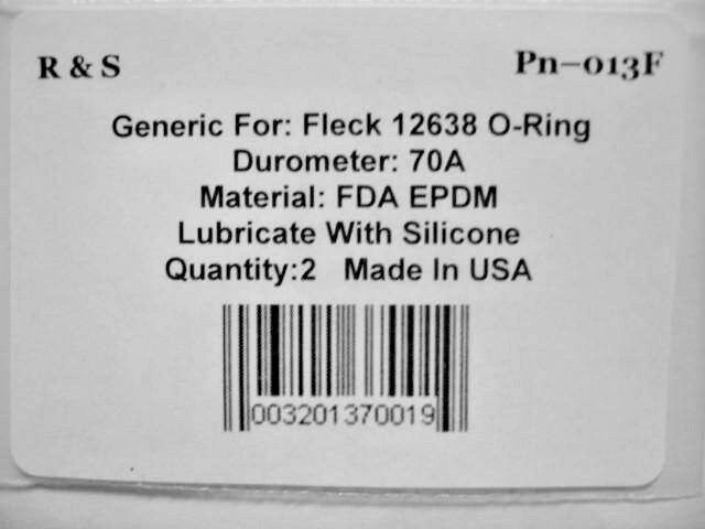 2 Fleck 12638 O-Rings / Control Valve Assembly / R&S 013F / FDA EPDM ...