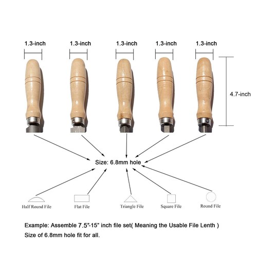 5 HighQuality Large Wood File Handles W/ 7515 Files MultiUse Best ...