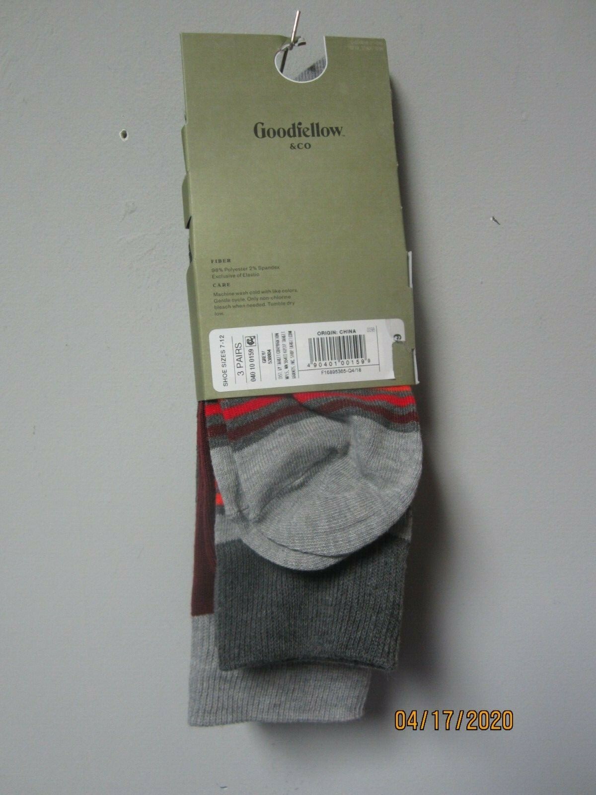 Goodfellow & Co Men's 3-Pack Assorted Crew Socks Shoe Size 7-12 VERY ...