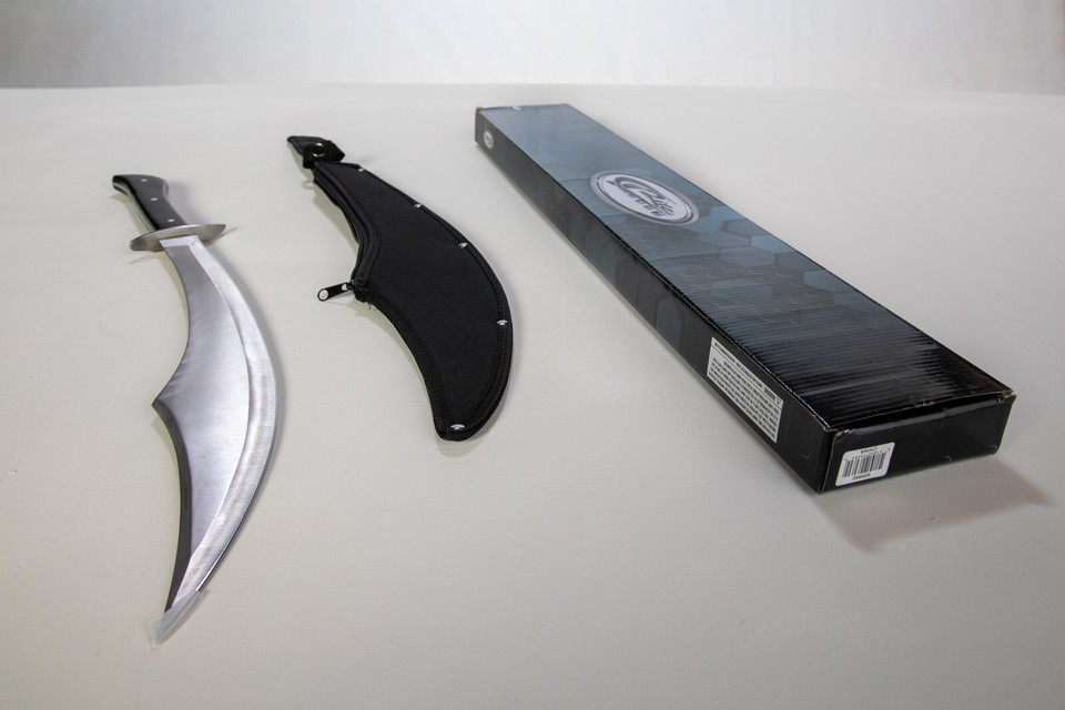 25" Scimitar Shamshir One-Handed Curved Sword, Collectable Nylon Sheath ...