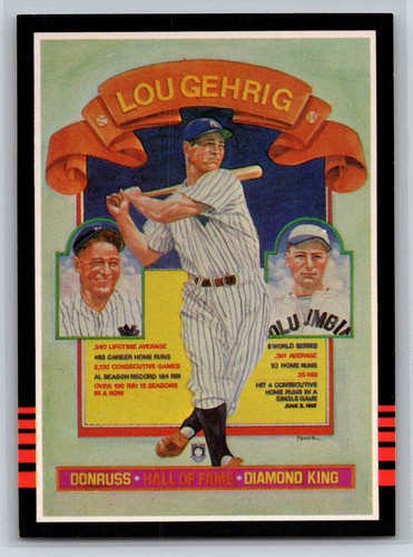 1985 Donruss Lou Gehrig Puzzle Diamond Kings New York Yankees #635 | eBay