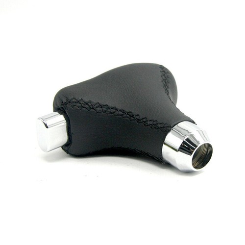 Black PU Leather Carbon Steel Car Automatic Gear Shifter Knob Button ...
