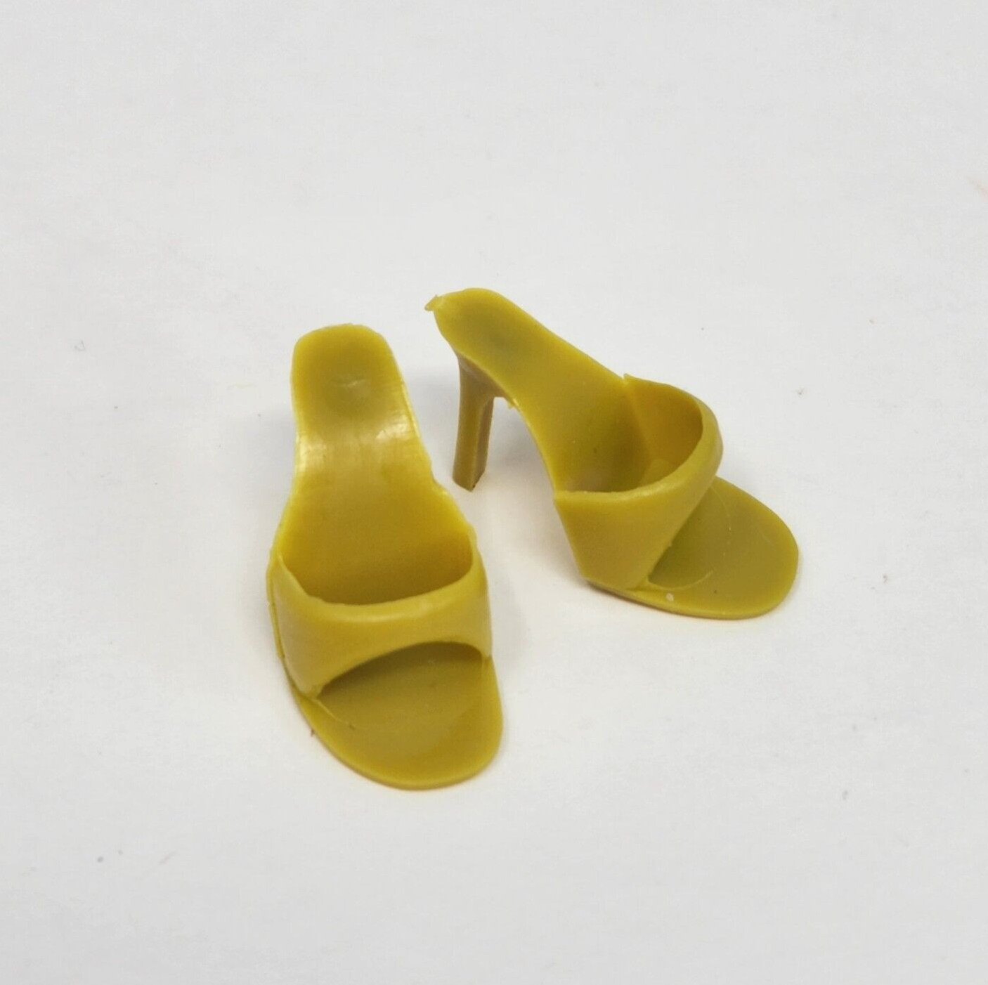 VINTAGE BARBIE MUSTARD YELLOW OPEN TOE HEELS MULES JAPAN REPLACEMENT ...