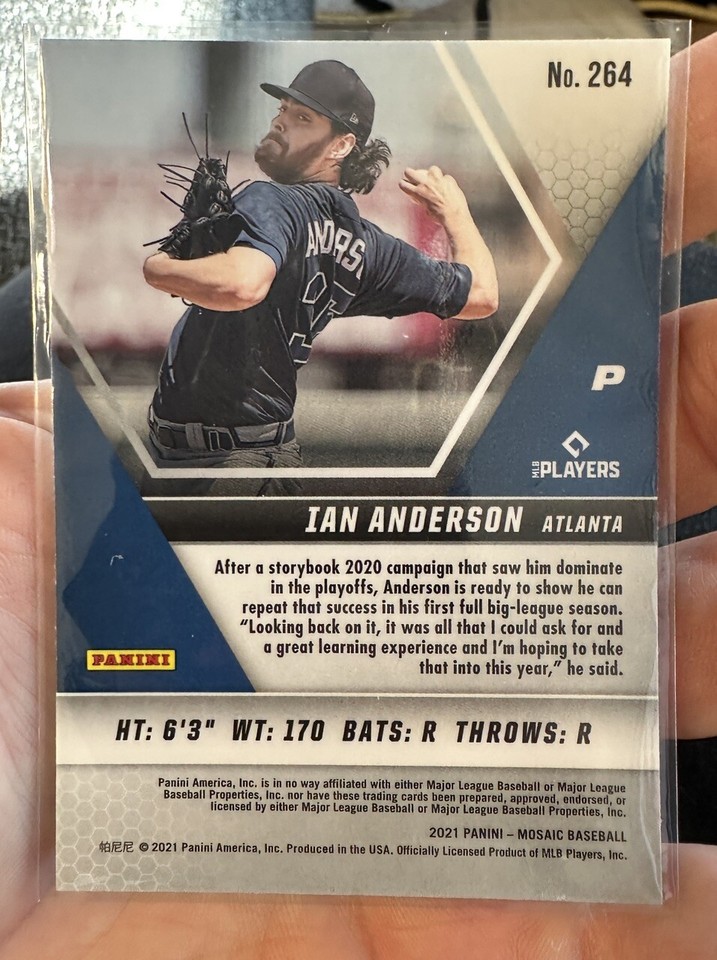 Ian Anderson ROOKIE 2021 Panini Mosaic Baseball #264 RC Card Base Set ...
