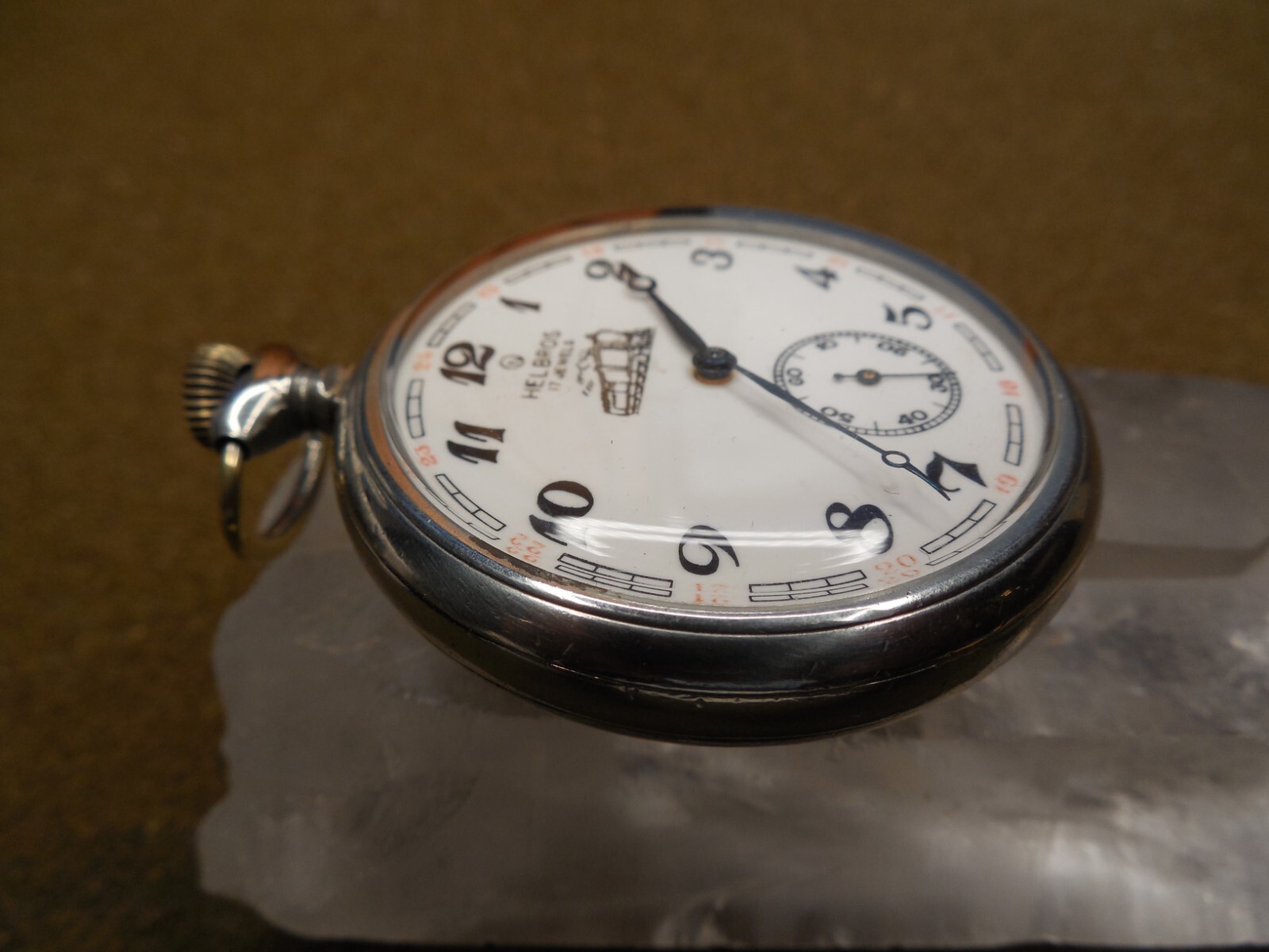 VINTAGE,HELBROS,OPEN FACE, POCKET WATCH 17J,,Sz16,,SERVICED,RAILROAD ...
