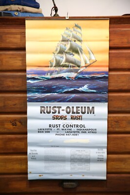 Vintage 1968 Rust-oleum spray paint Can Advertising Calendar Sailboat ...
