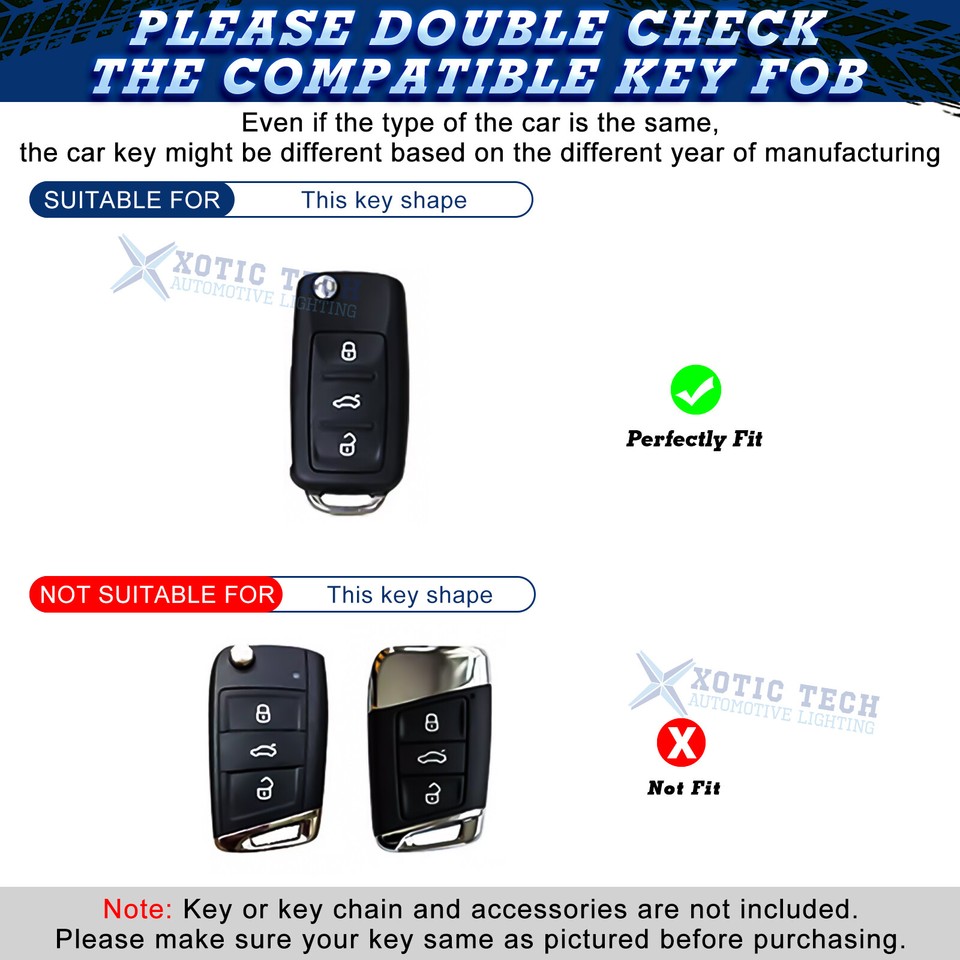 Gray Full Cover Remote Key Fob Protector w/Keychain For VW Jetta GTI ...