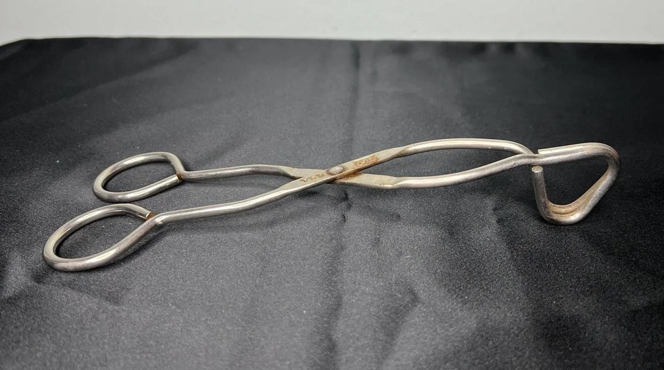 Vtg Ekco Kitchen Tongs 8" Silver Classic Cooking Baking Kitchen Utensil ...