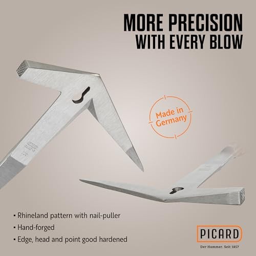 Tilers Hammer 700g - Right-Handed, Rhineland Pattern, Hand-Forged ...