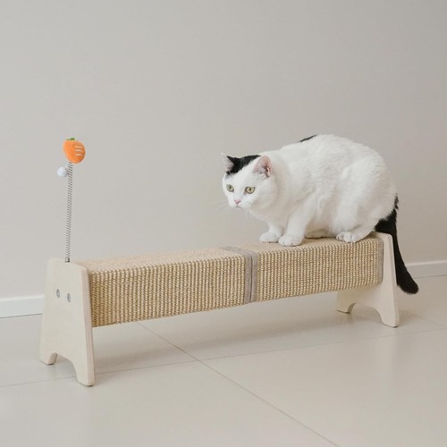 PETKARAY Horizontal Scratching Post, 30" Sisal Cat Scratch Large Beige ...