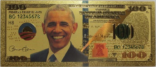Barack Obama Fédéral Reserve Note Nouveauté 24K Feuille D'Or Plaqué ...