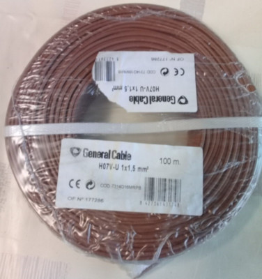 Fil électrique rigide (conducteur) H07V-U 1,5 mm² marron en bobine de ...