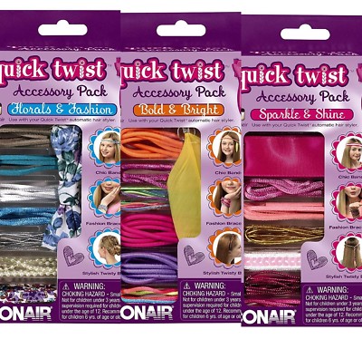 Conair Quick Twist Hair Braider Accessory Kit Sparkle Floral and Bold ...