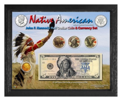 Native American Indian Chief Colorized Coin & Currency Set in 8" x 10 ...