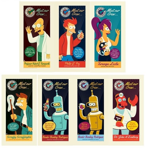 Futurama Art Professor Farnsworth Philip Fry Leela Scruffy Bender Dr ...