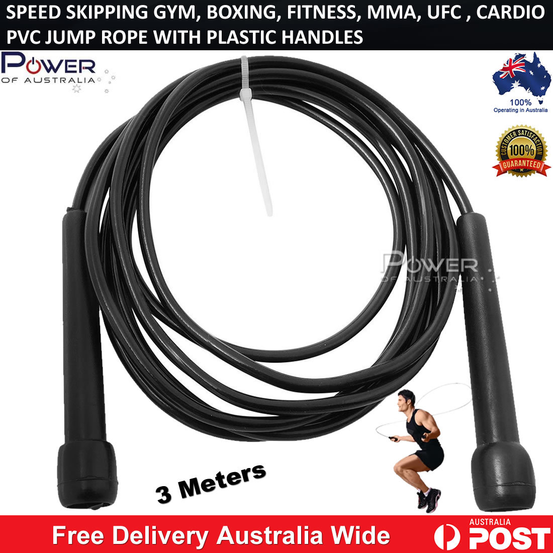 SKIPPING ROPE MMA BOXING 3METER FITNESS CARDIO EXERCISE GYM SPORTS JUMP ...