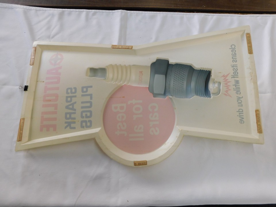 NOS OEM Ford 1960's Autolite Spark Plugs Dealership Display Sign ...