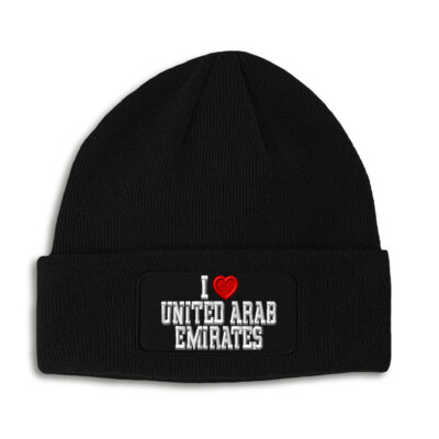 Patch Beanie for Men & Women I Love United Arab Emirates Acrylic Skull ...