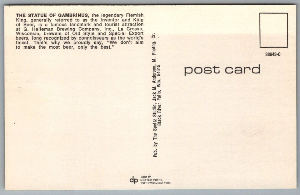 La Crosse WI Old Style Beer Sign Statue of Gambrinus King of Beer c1968 ...