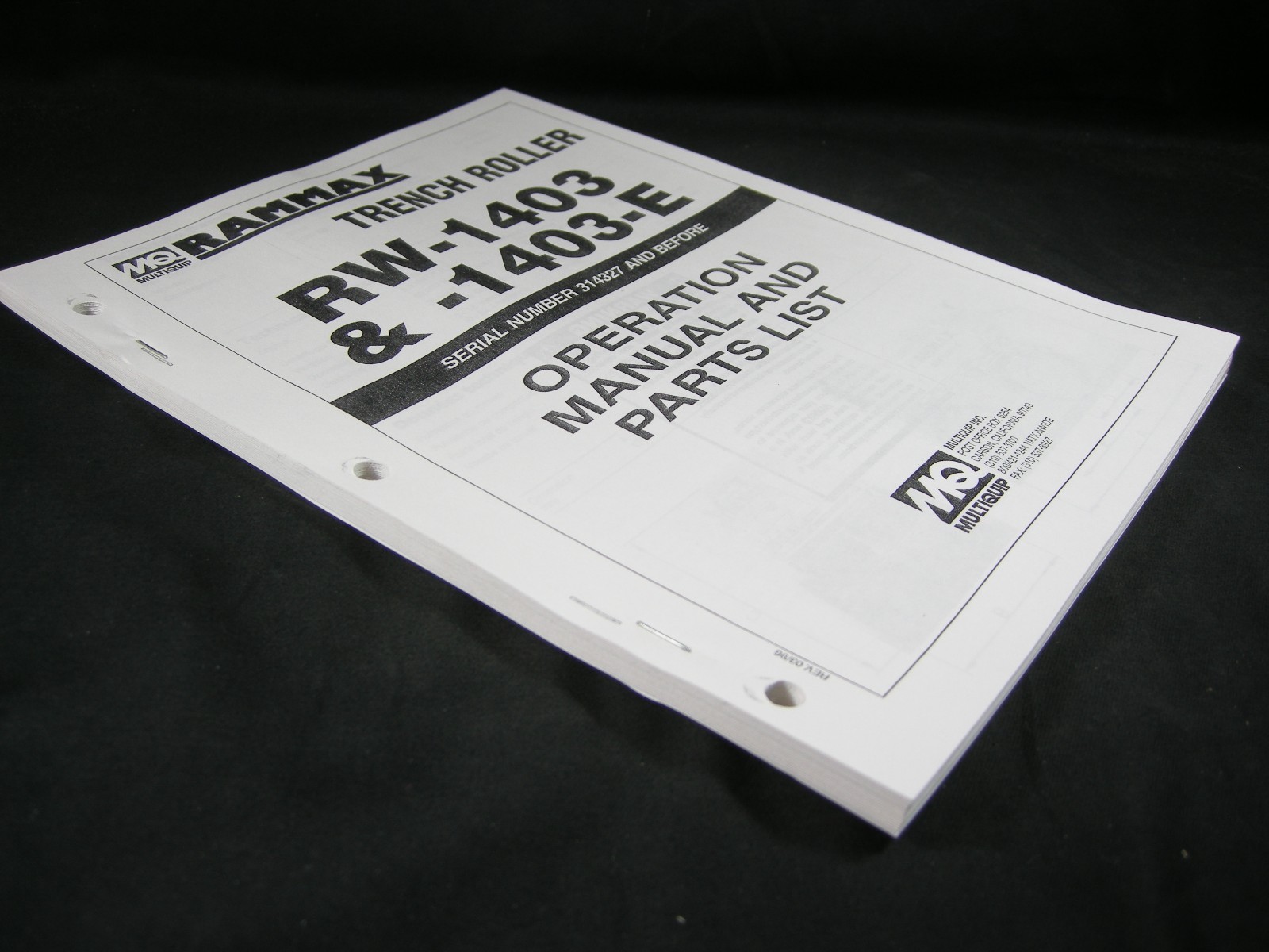 Rammax RW1403 RW1403E Vibratory Vibration Trench Roller Operation Parts ...