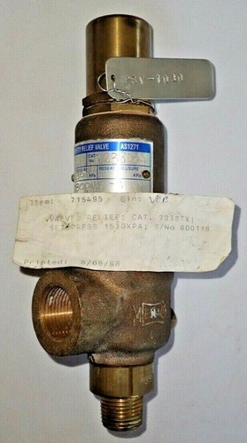 M.E. MACK 7238TX 723 SERIES SAFETY RELIEF VALVE 1530 KPA 15MM AS1271 ...