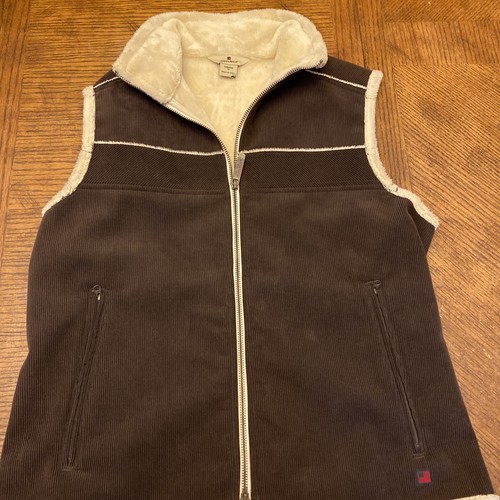 Woolrich Women's Zip Up Corduroy Vest Soft Fleece Lining Brown Size ...
