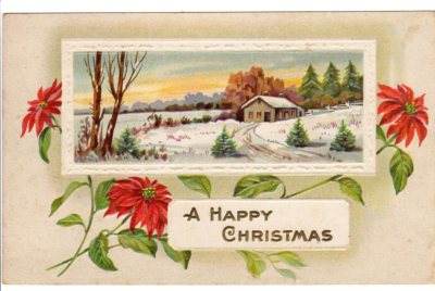 Vintage Postcard Christmas Greeting Happy Xmas beautiful Country Farm ...