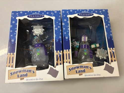 2006 Snowman Land Ornament 2 pc Set Hallmark Keepsake Collection NEVER ...