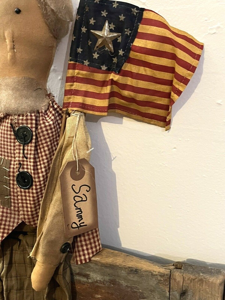 USA Patriotic Grubby Primitive Rustic Tea Stained Uncle Sam Sammy Doll ...